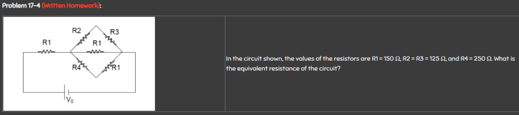Solved R1=150Ω,R2=R3=125Ω, ﻿and R4=250Ω. ﻿What isthe | Chegg.com