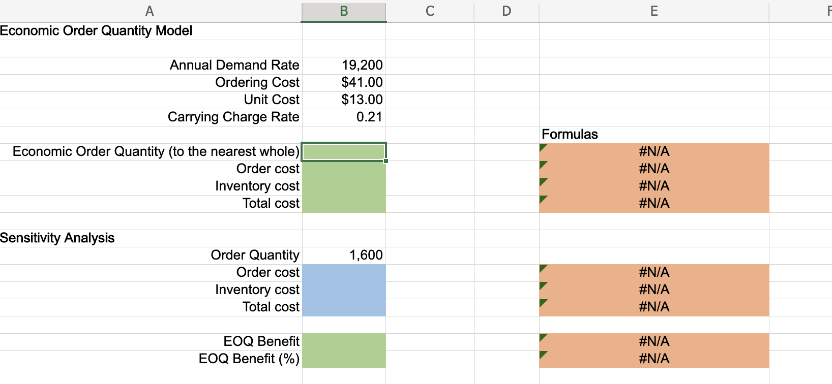 Solved Economic Order Quantity Model \begin{tabular}{rr|r|r} | Chegg.com