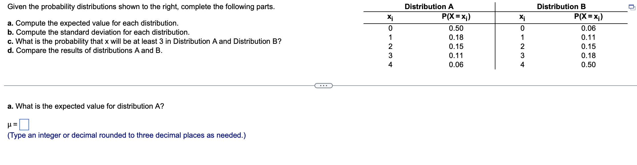 Solved Given the probability distributions shown to the | Chegg.com