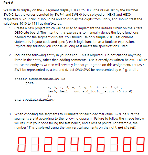 Solved Part AWe wish to display on the 7 -segment displays | Chegg.com