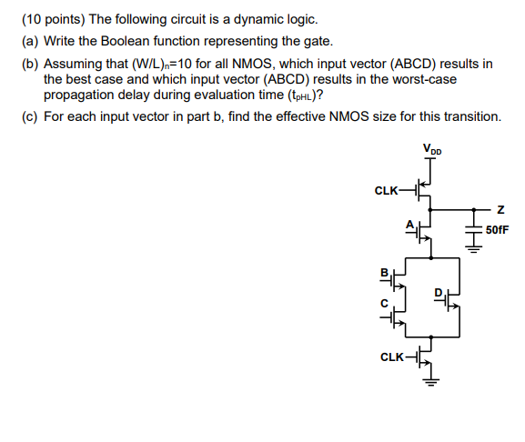 Solved (10 points) The following circuit is a dynamic logic. | Chegg.com