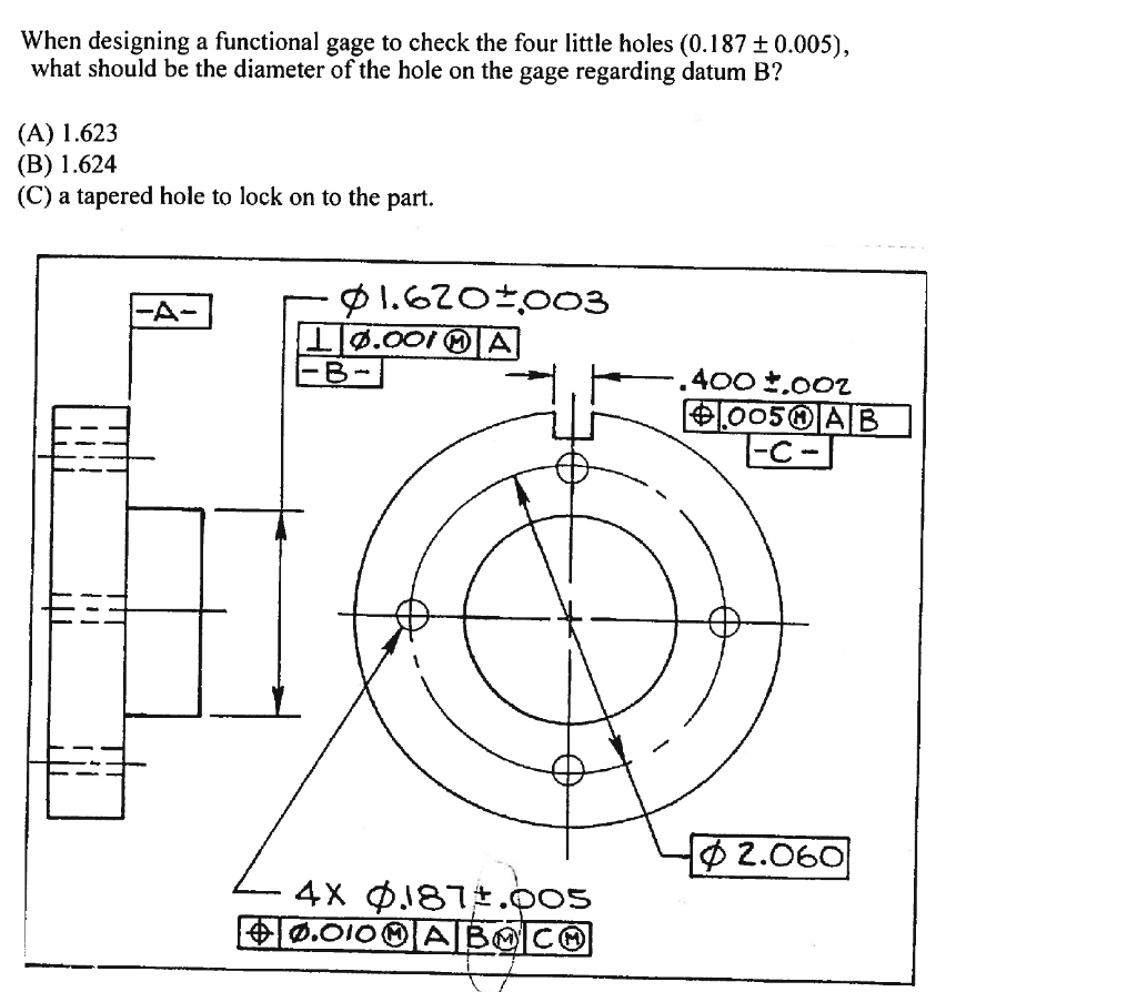 Solved When designing a functional gage to check the four | Chegg.com