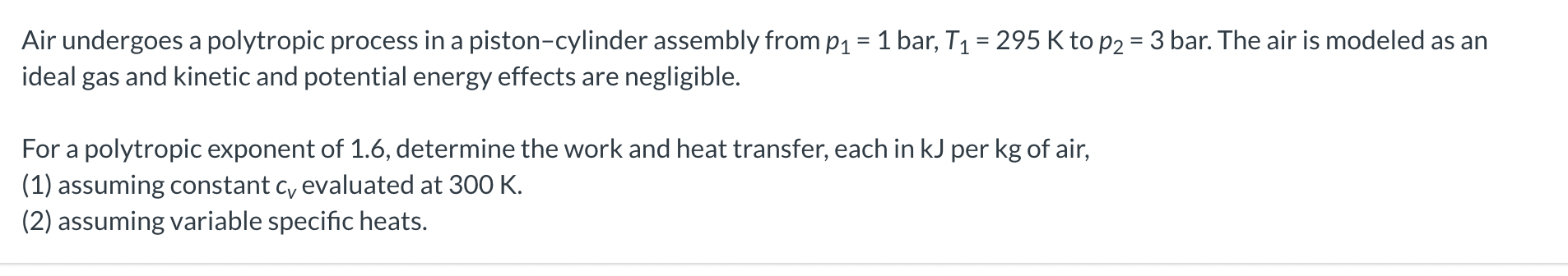 Solved Air undergoes a polytropic process in a | Chegg.com