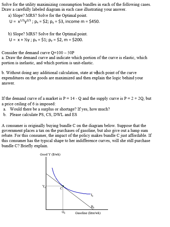 Solved Solve for the utility maximizing consumption bundles | Chegg.com
