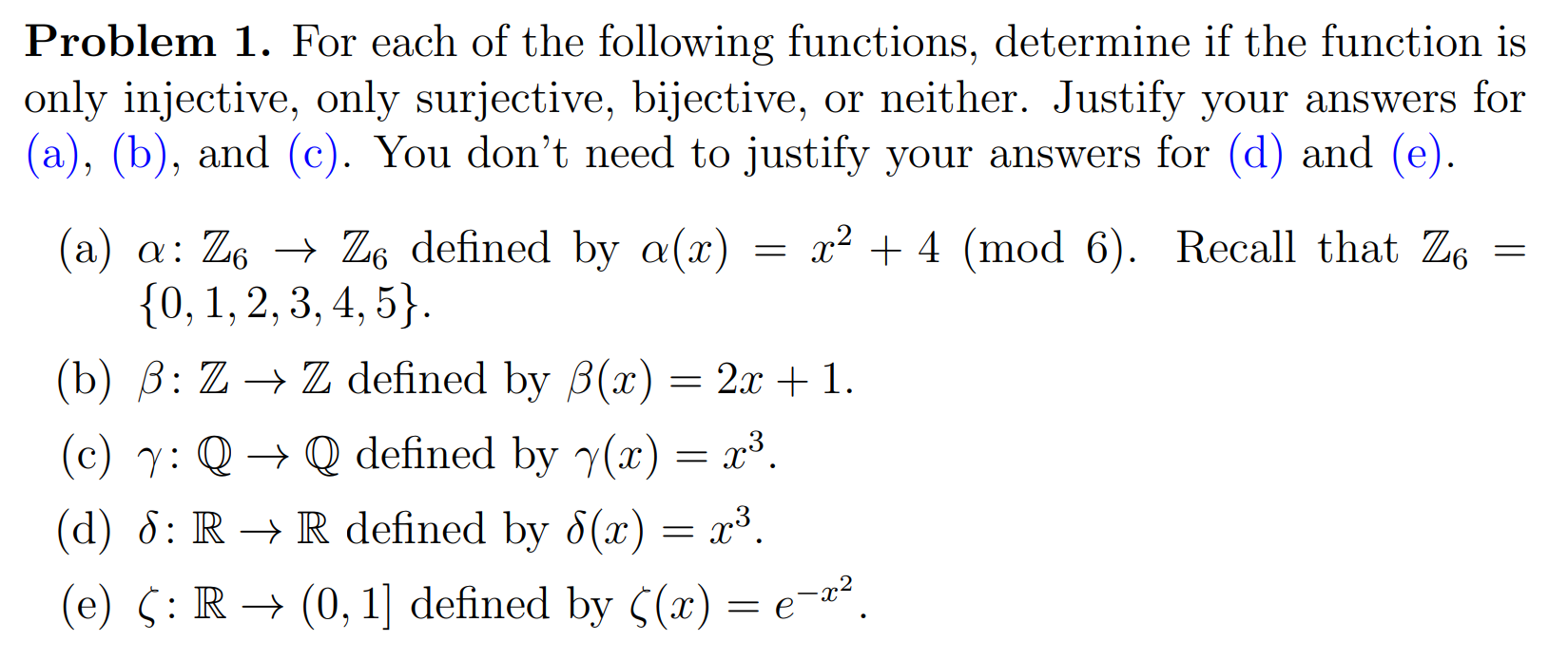 Solved - Problem 1. For each of the following functions, | Chegg.com