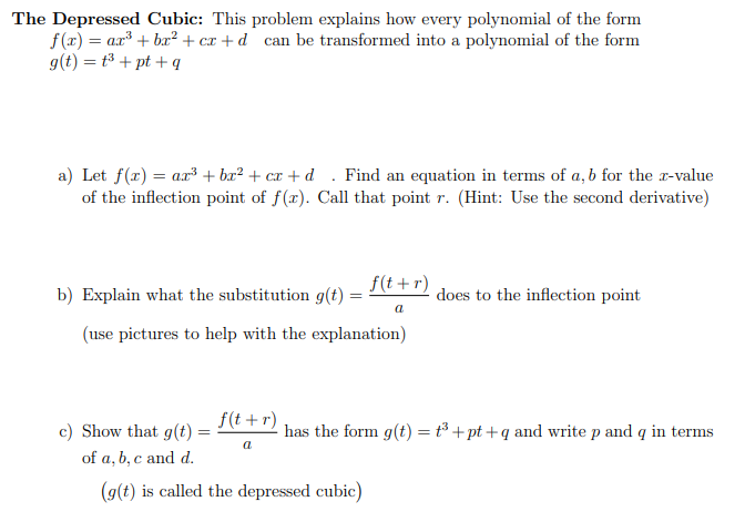 Solved The Depressed Cubic: This problem explains how every | Chegg.com
