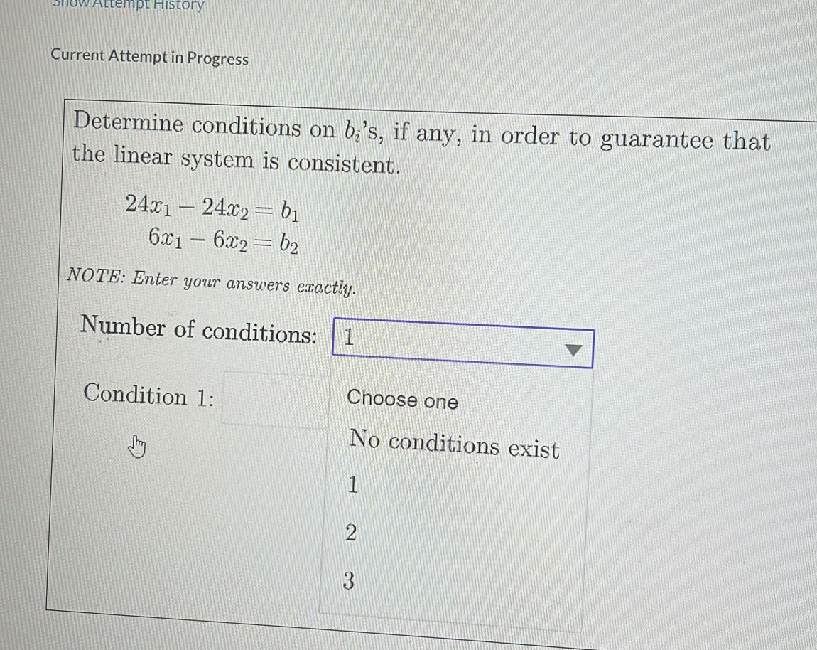 Solved Current Attempt in ProgressDetermine conditions on | Chegg.com