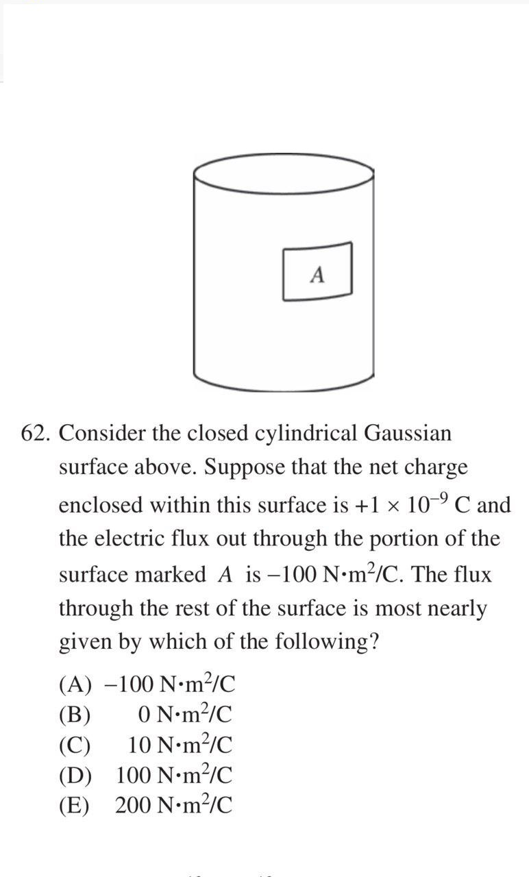 Solved 62. Consider the closed cylindrical Gaussian surface | Chegg.com
