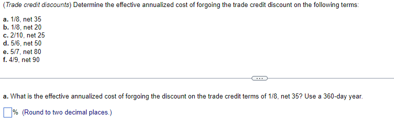 Solved (Trade credit discounts) Determine the effective | Chegg.com