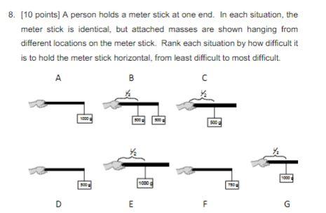 Solved 8. [10 points) A person holds a meter stick at one | Chegg.com
