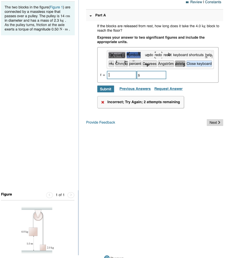 Solved u Review | Constants Part A The two blocks in the | Chegg.com