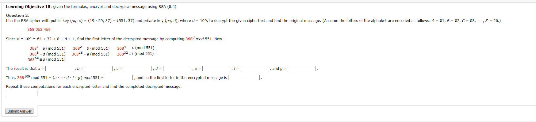 Solved Learning Objective 18: given the formulas, encrypt | Chegg.com Solved Learning Objective 18: given the formulas, encrypt | Chegg.com