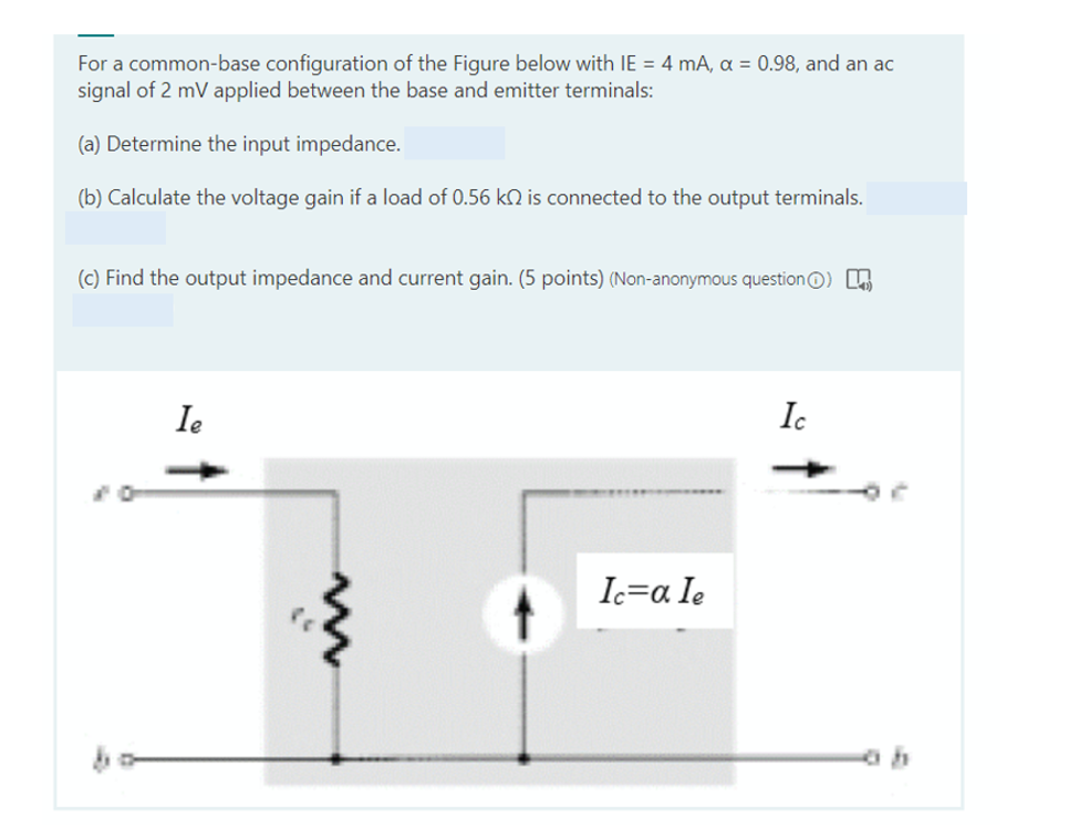 Solved For a common-base configuration of the Figure below | Chegg.com