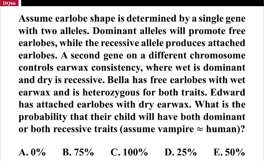 Solved Assume earlobe shape is determined by a single gene | Chegg.com
