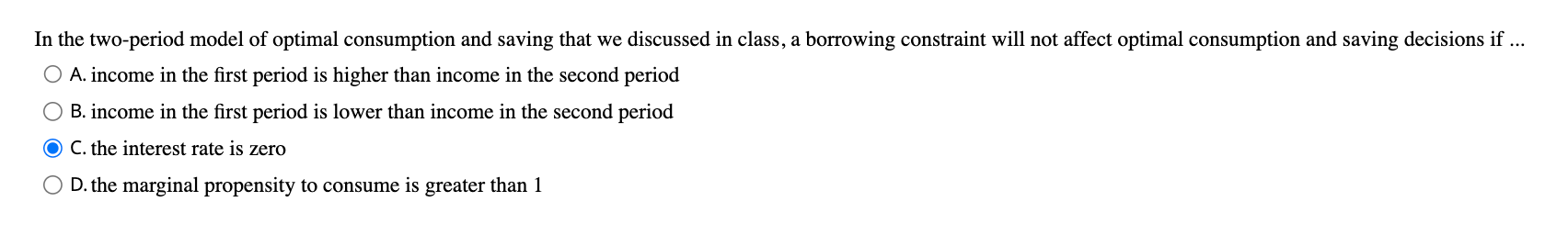 Solved In the two-period model of optimal consumption and | Chegg.com