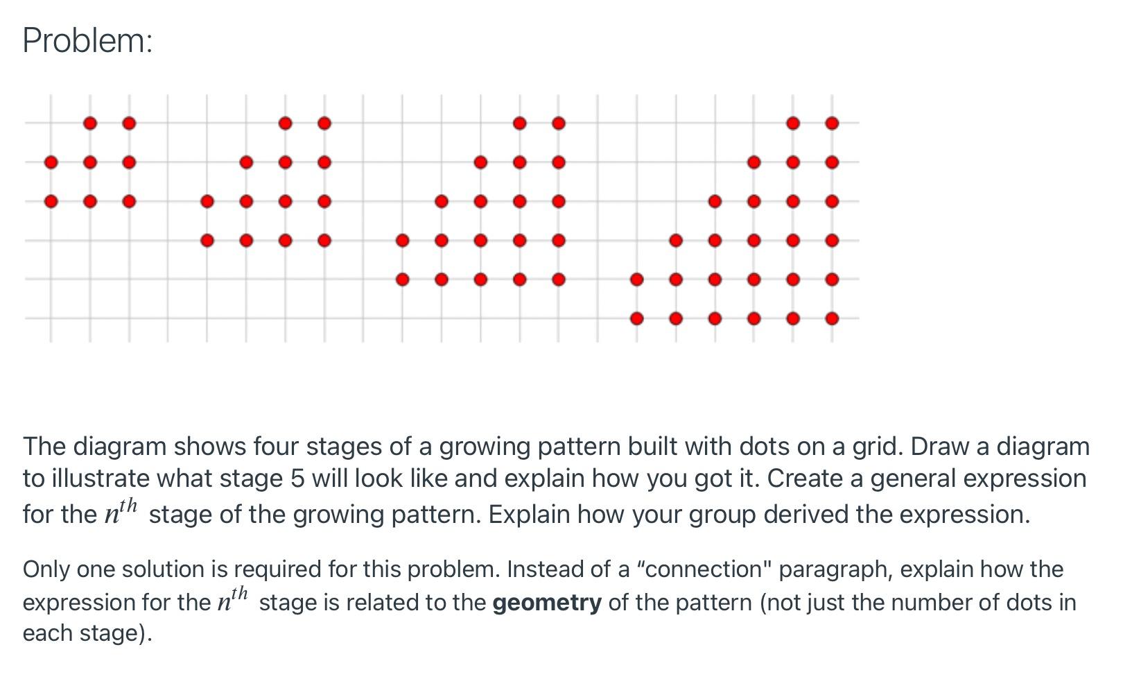 Solved Problem: The diagram shows four stages of a growing | Chegg.com