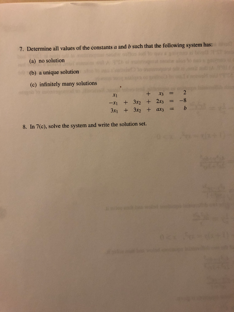 Solved 7. Determine all values of the constants a and b such | Chegg.com