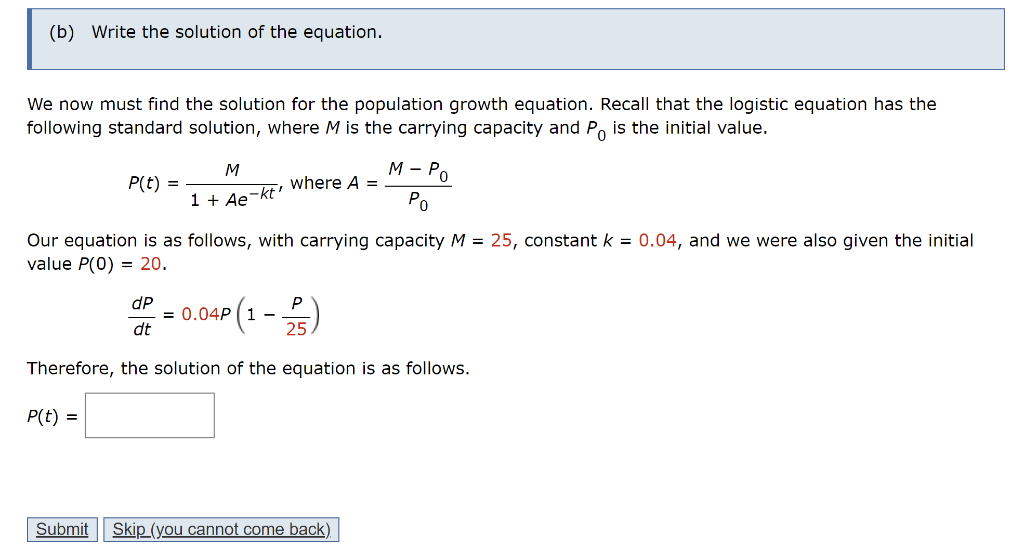Solved B Write The Solution Of The Equation We Now Must