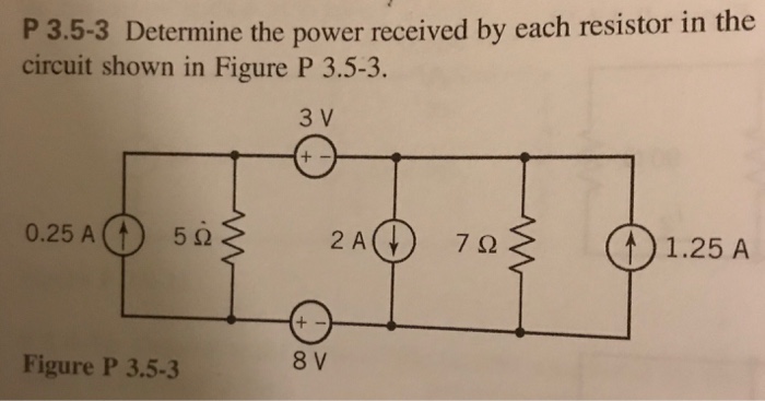 Solved P 3.5-3 Determine the power received by each resistor | Chegg.com