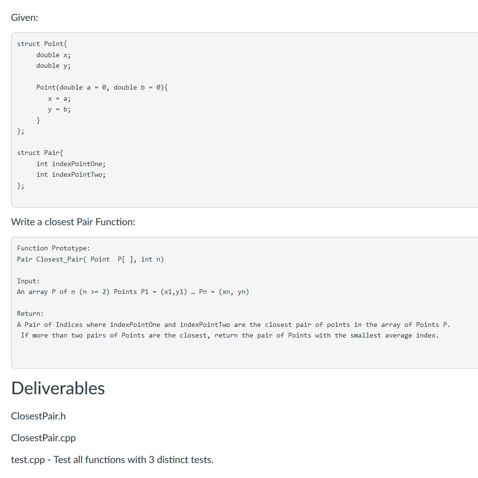 Given: struct Pointf double x double y; Point (double | Chegg.com