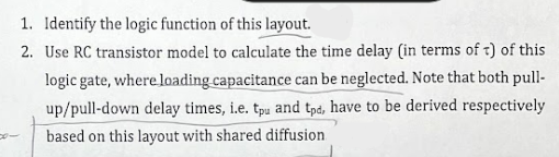 Solved 1. Identify the logic function of this layout. 2. Use | Chegg.com