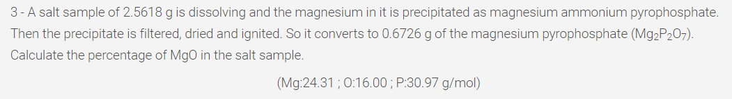 Solved 3- A salt sample of 2.5618 g is dissolving and the | Chegg.com