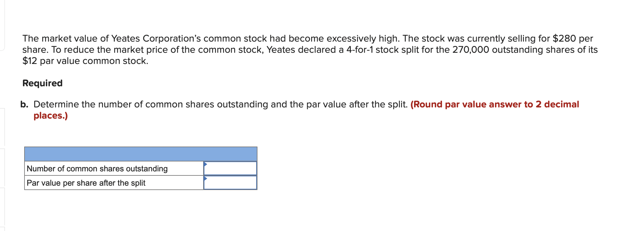 Solved The market value of Yeates Corporation's common stock | Chegg.com