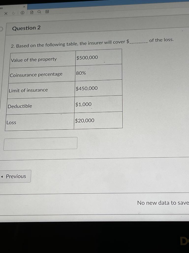 Solved 2. Based on the following table, the insurer will | Chegg.com
