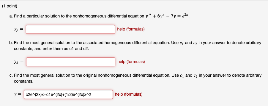 Solved Find a particular solution to the nonhomogeneous | Chegg.com