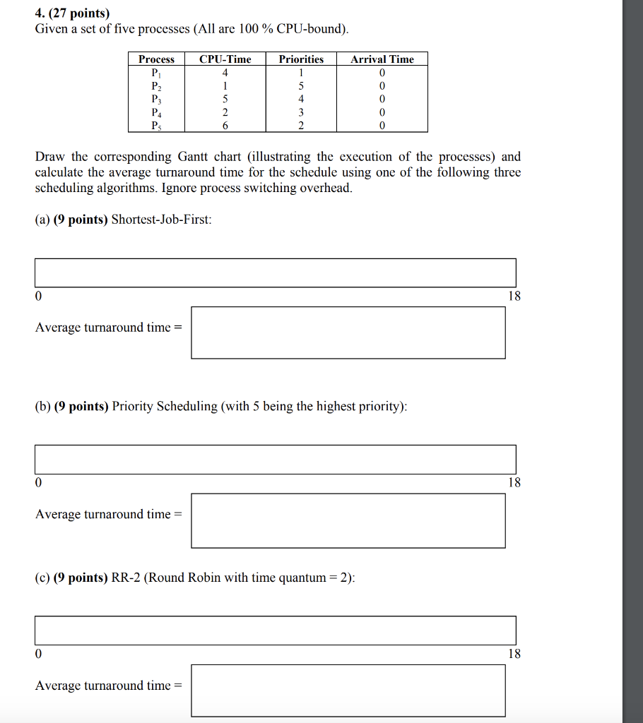 Solved 4 27 Points Given A Set Of Five Processes All Are