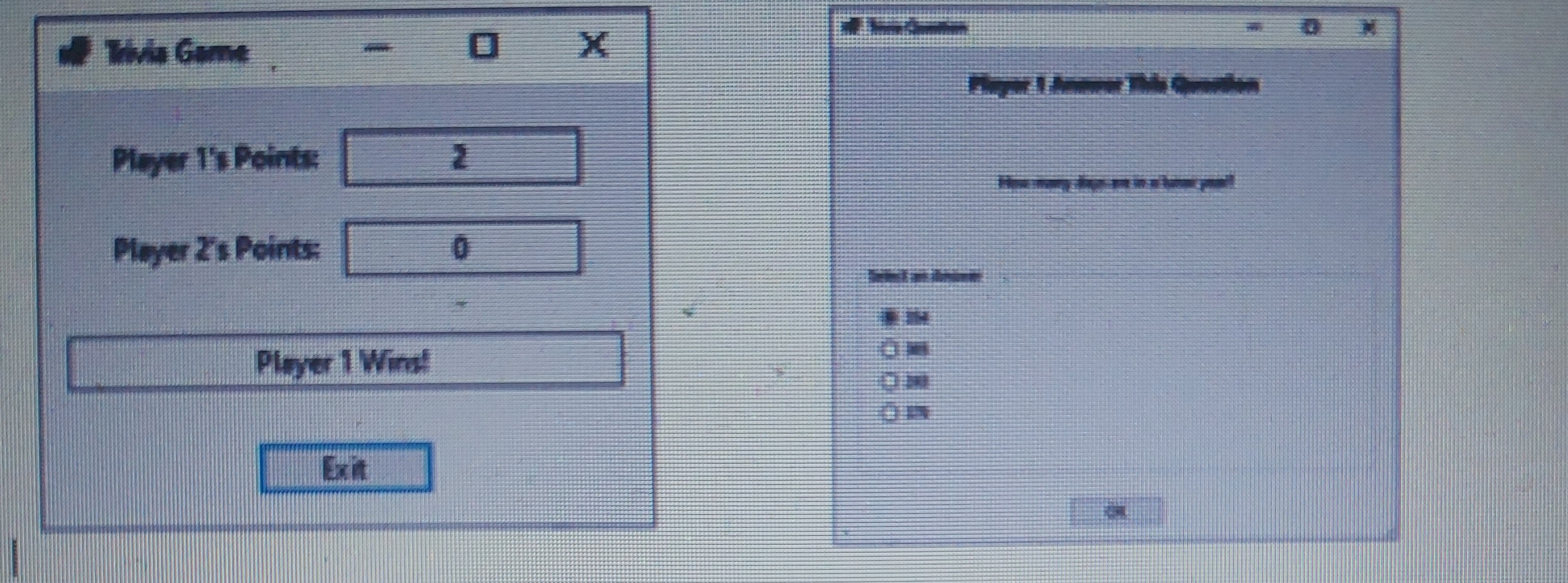 Solved Create a simple trivia game for two players that | Chegg.com