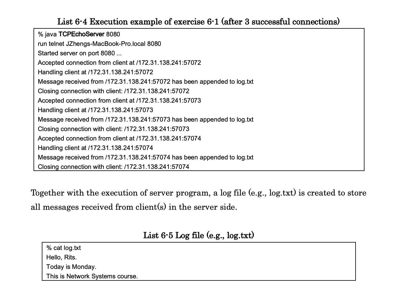 The students create an echo server program that | Chegg.com