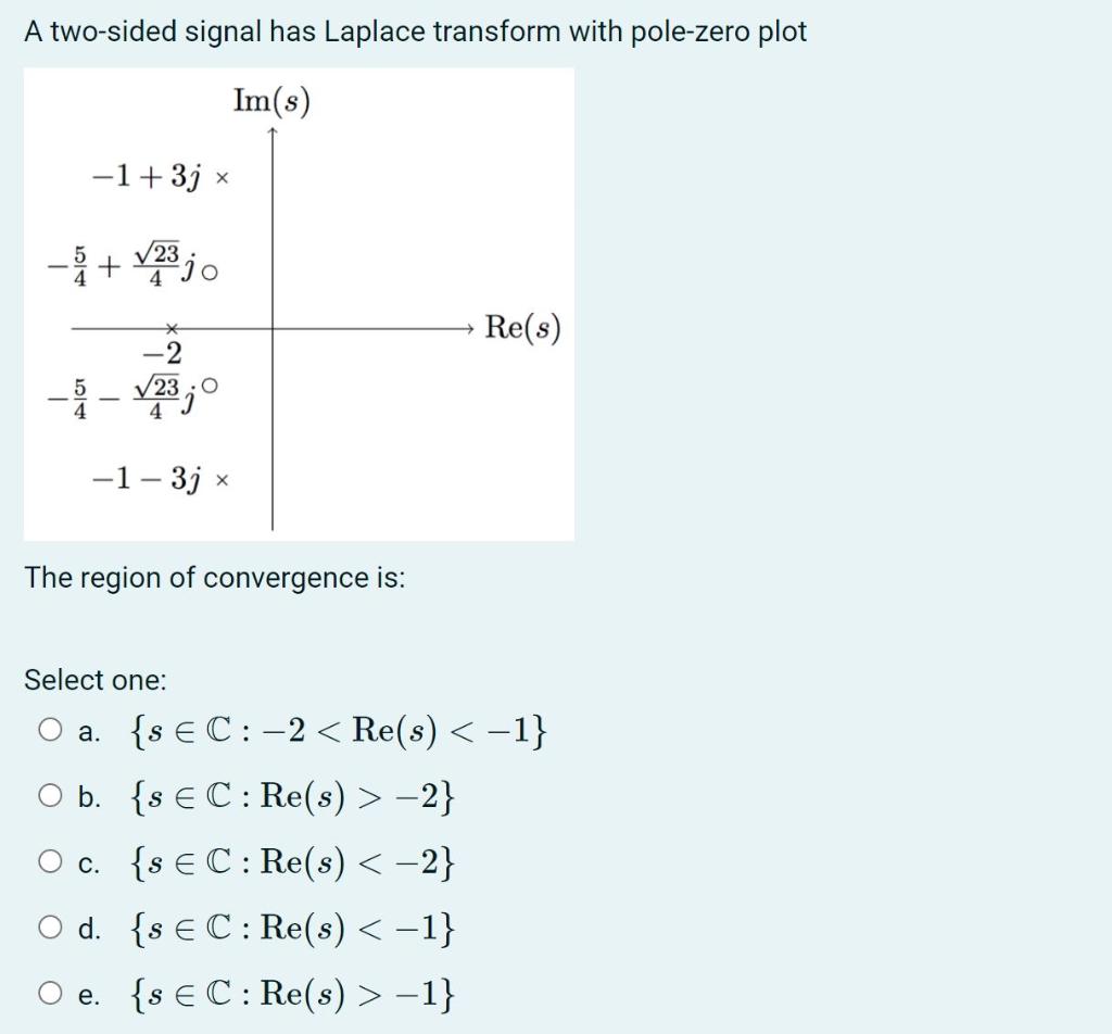 A two-sided signal has Laplace transform with | Chegg.com
