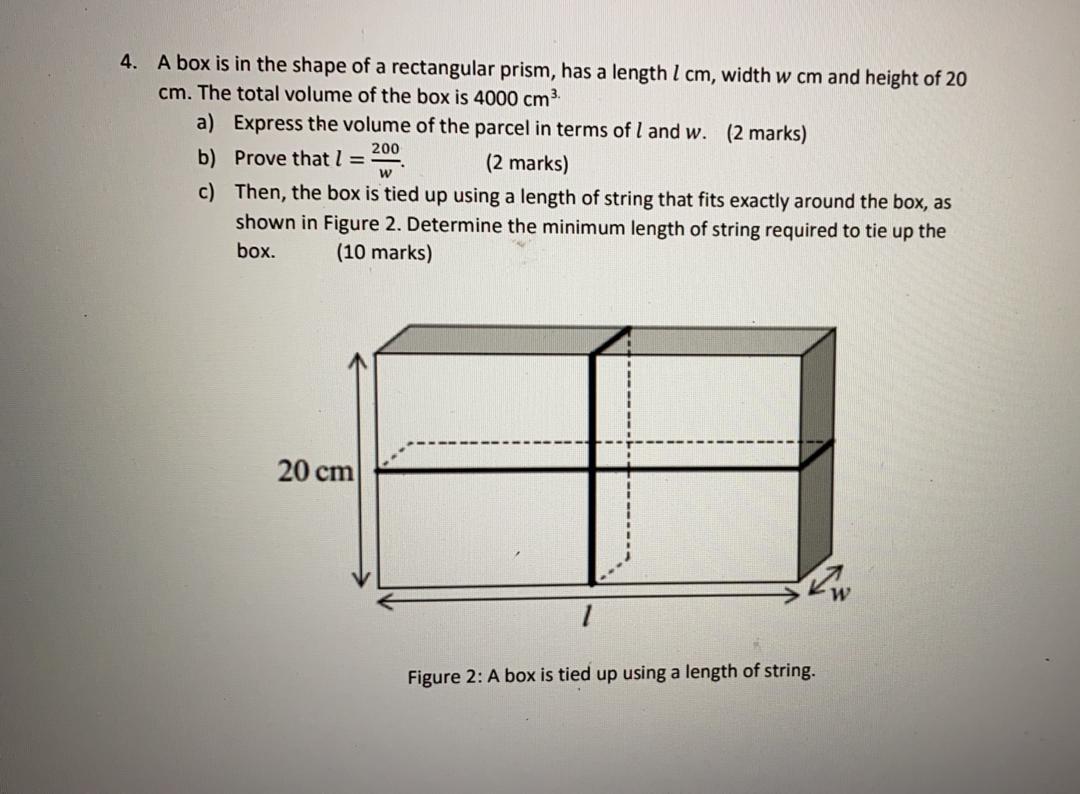 Solved 4. A box is in the shape of a rectangular prism, has | Chegg.com