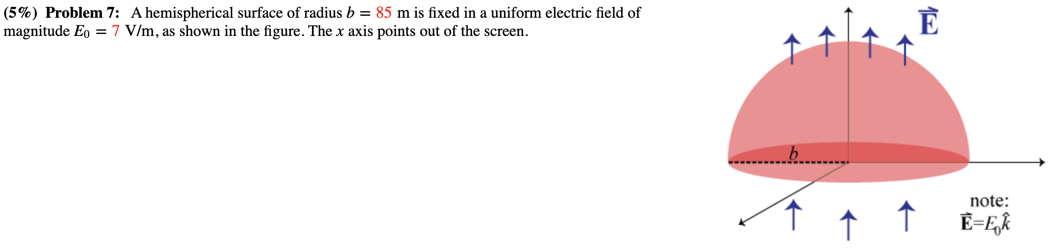 Solved (5\%) Problem 7: A hemispherical surface of radius | Chegg.com