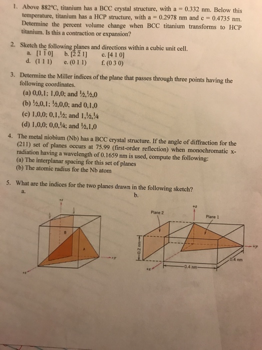 Solved 0332 nm. Below this I. Above 882℃, titanium has a BCC | Chegg.com