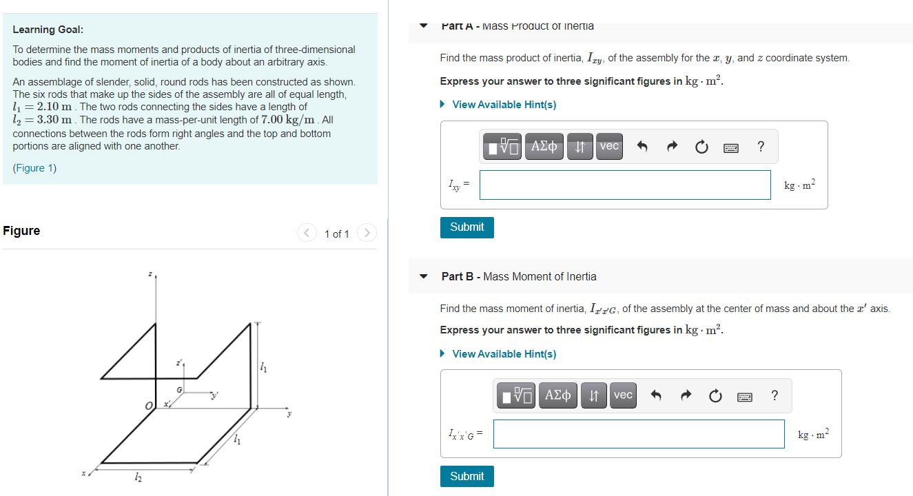 Solved Part A - Mass Product or inertia Learning Goal: To | Chegg.com