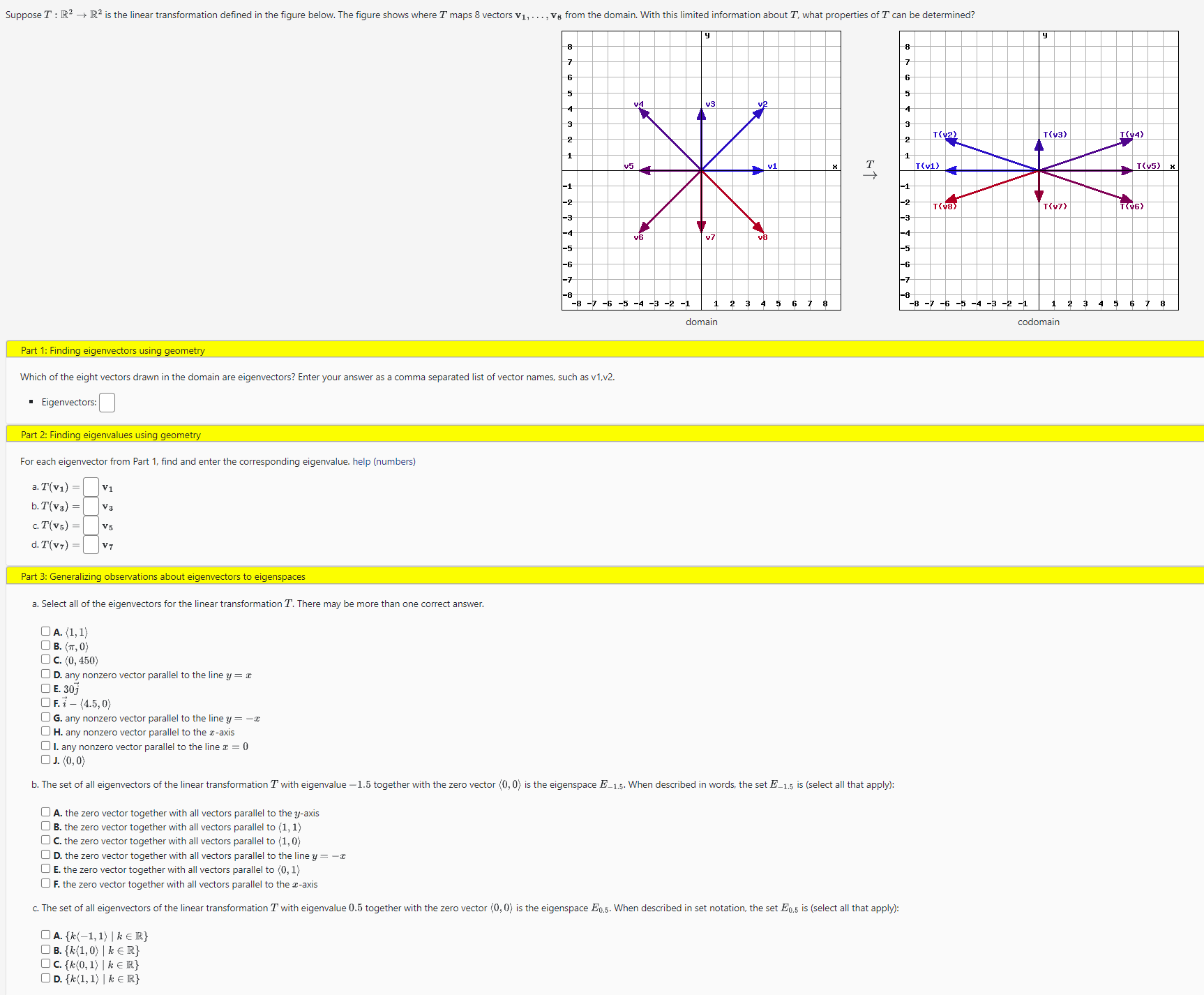 Solved Part 1 Finding Eigenvectors Using Geometry Which Of