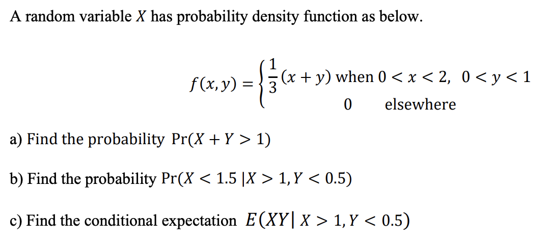 Solved A random variable X has probability density function | Chegg.com