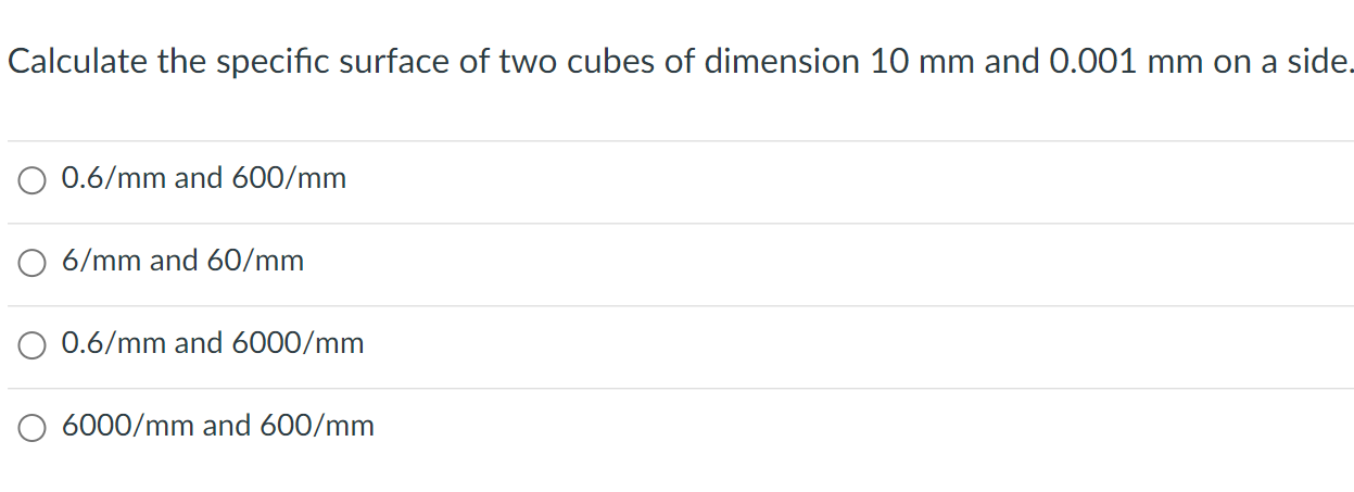 Solved Calculate the specific surface of two cubes of | Chegg.com
