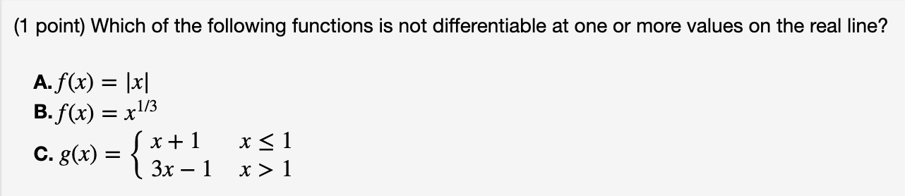 Solved (1 point) Which of the following functions is not | Chegg.com
