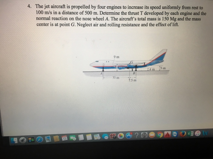 Solved The jet aircraft is propelled by four engines to | Chegg.com