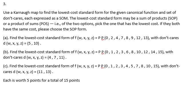 Write the Boolean expression for the lowest-cost | Chegg.com