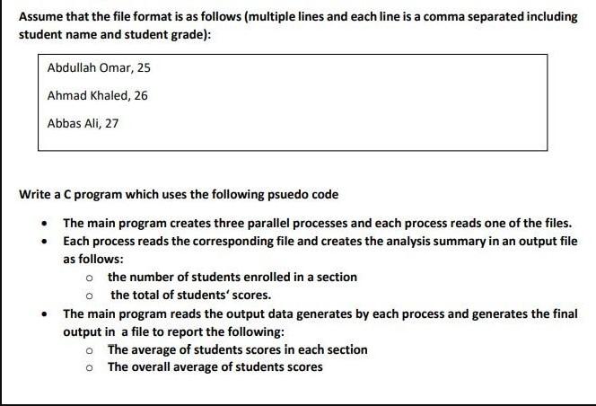 Solved Assume that the file format is as follows (multiple | Chegg.com
