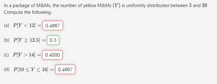 Solved In a package of M&Ms, the number of yellow M&Ms(Y) is | Chegg.com