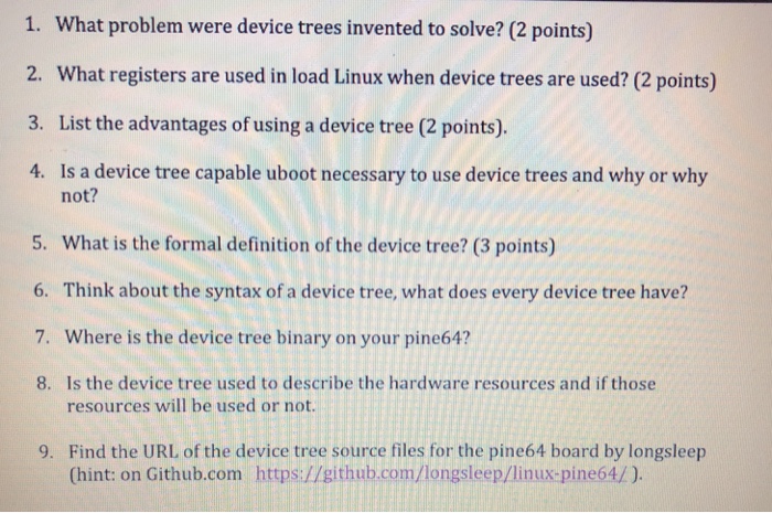 Solved 1. What problem were device trees invented to solve? | Chegg.com