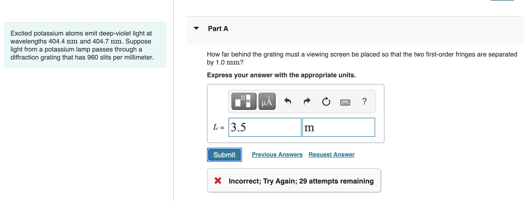 Solved Excited potassium atoms emit deep-violet light at | Chegg.com