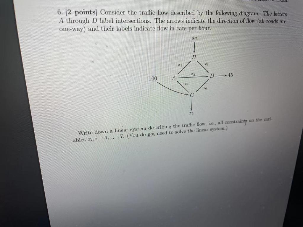 Solved 6. [2 points] Consider the traffic flow described by | Chegg.com