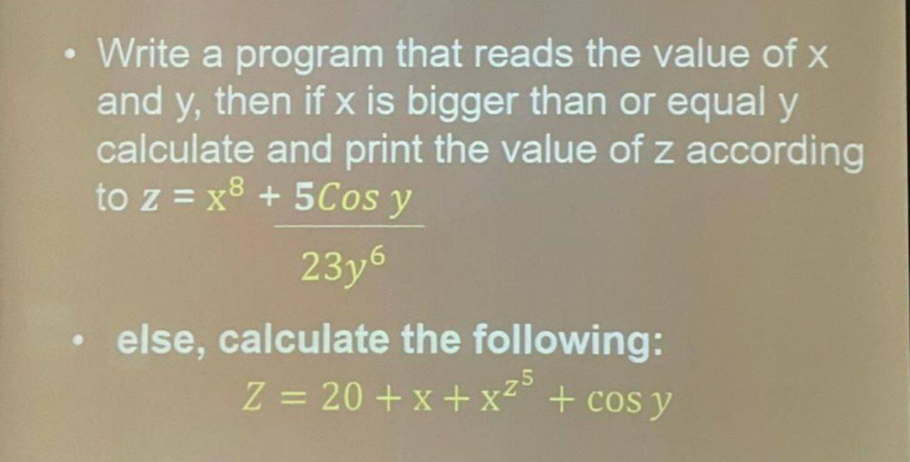 X Write a program that reads the value of x and y, | Chegg.com