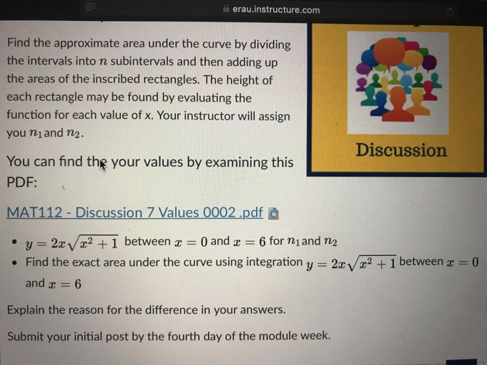 Solved erau.instructure.com Find the approximate area under | Chegg.com
